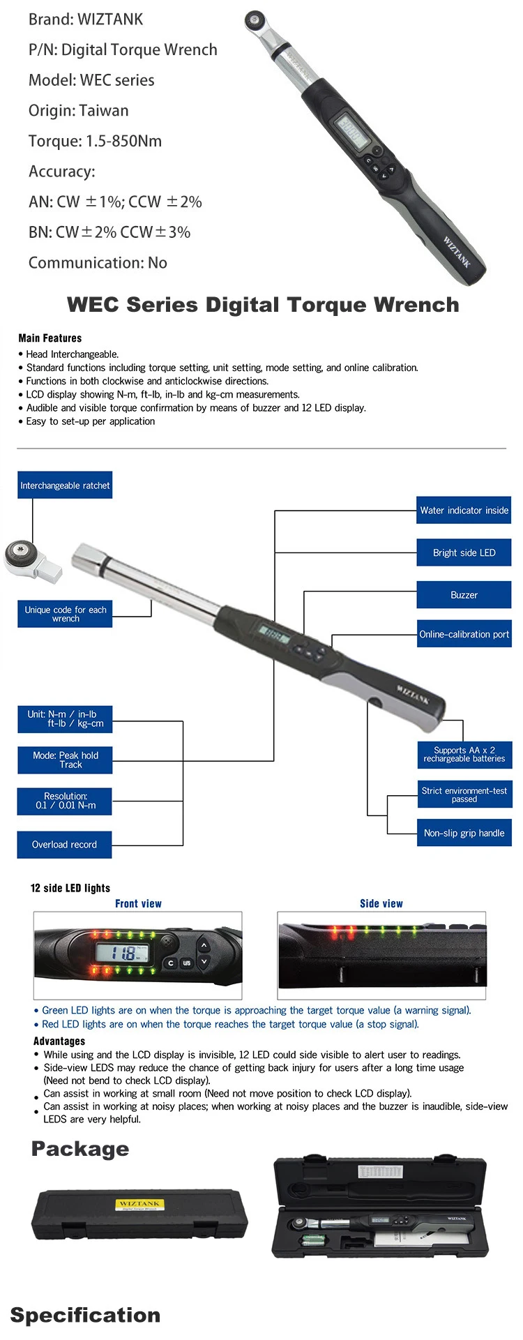 Interchangeable Reversible Ratchet Head Wiztank Adjustable Torque ...