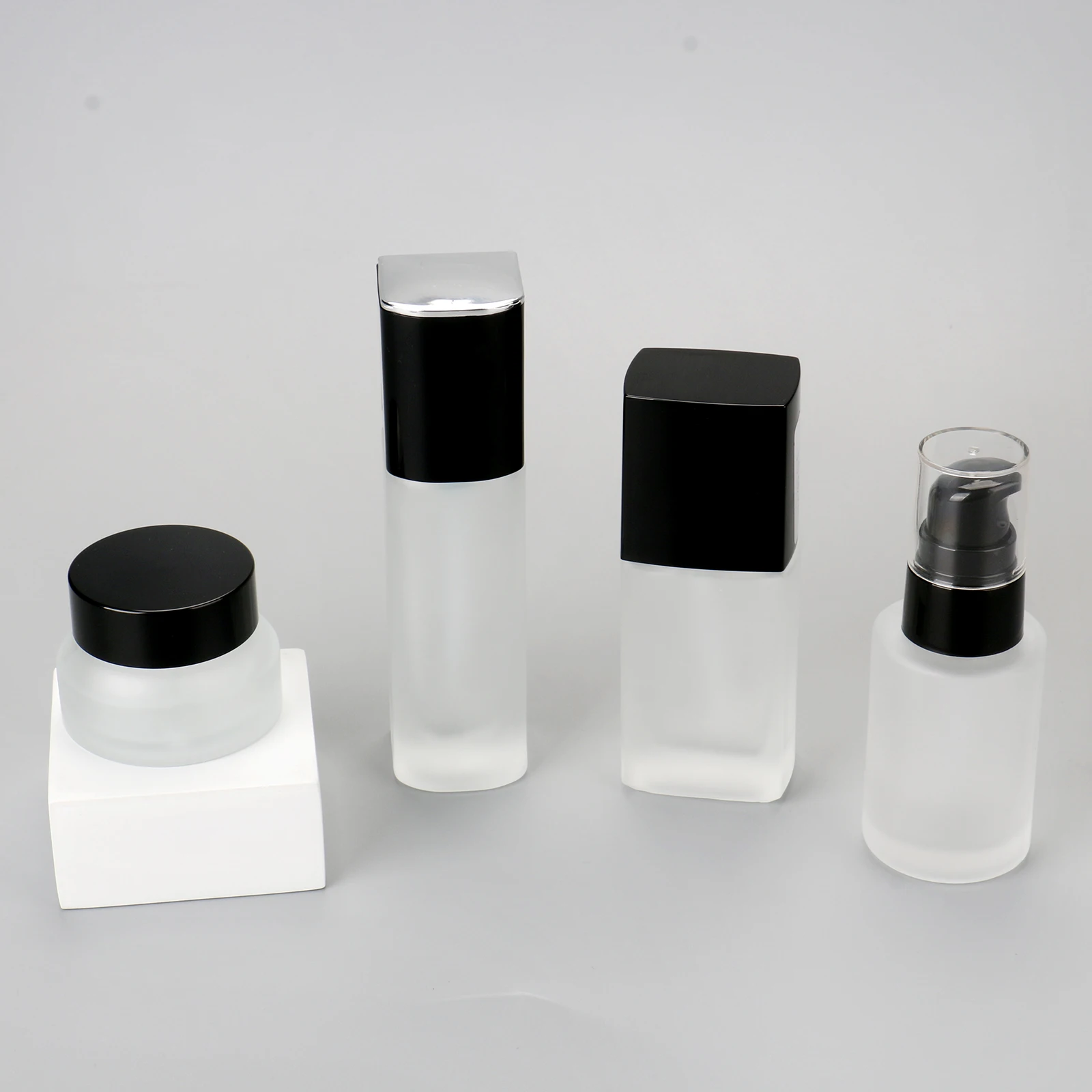 30ml Liquid Foundation Bottle 30g Cream Jar - Frosted Glass