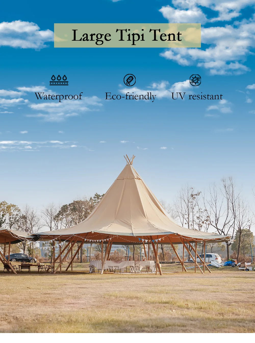 Ultimate Tribe 420gsm Poly Cotton Canvas Hat Giant Tipi Tent Event ...