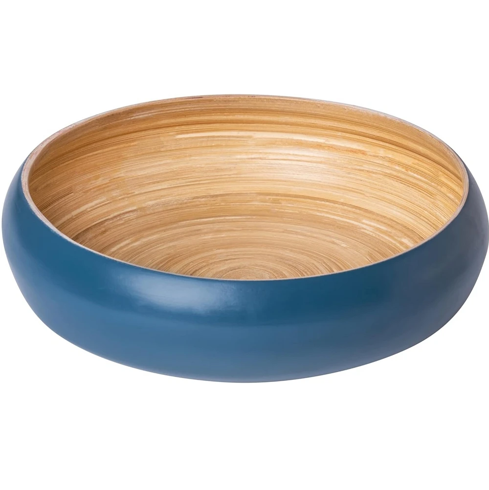 Bamboo Salad Bowl Blue Color Wholesale Luxury Extra Large Fruits ...