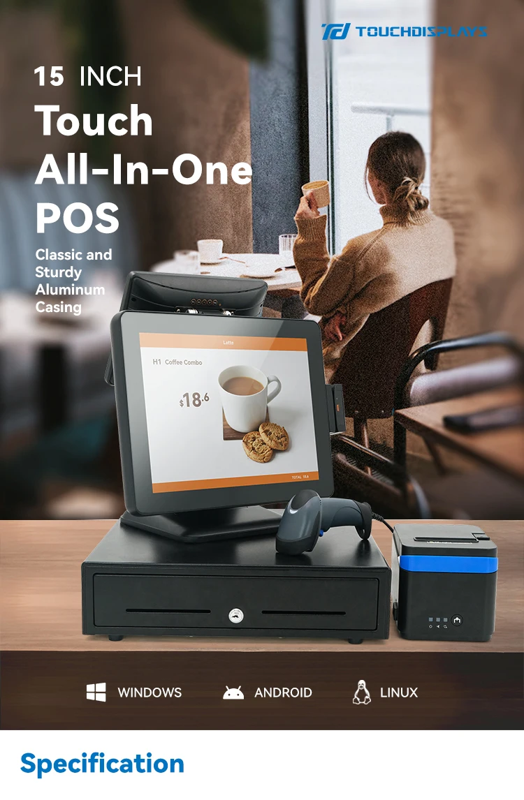Touchdisplays 15 Inch Touch Screen Android Cash Register Machine Pos ...