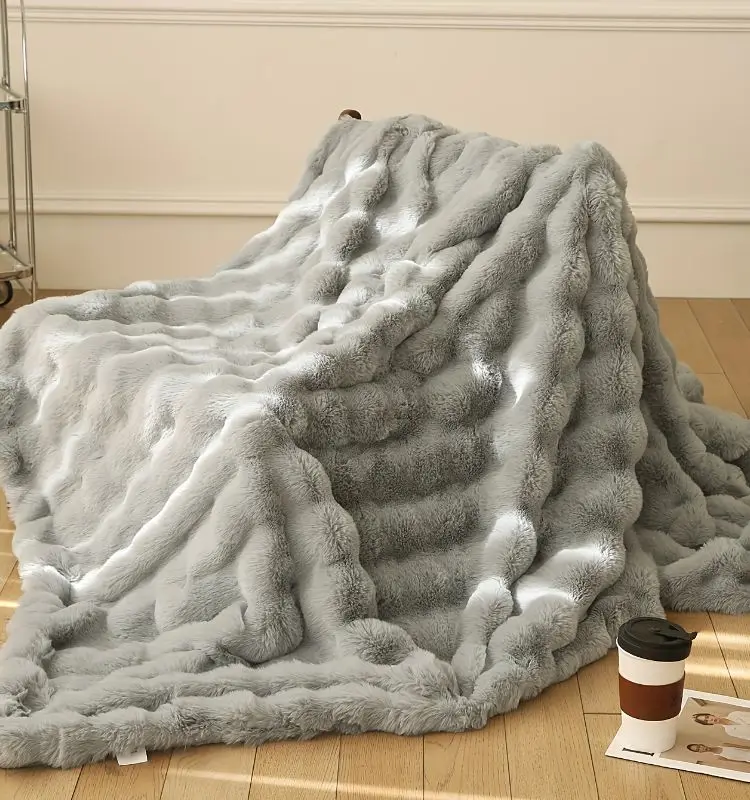High Quality Faux Fur Blanket Rabbit Throw Blanket Christmas Throw ...