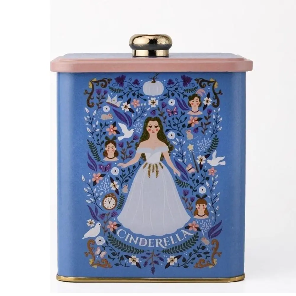 Kontensan ER023U9 1.8L Cinderella Themed Metal Square Box 120x120x137mm ...