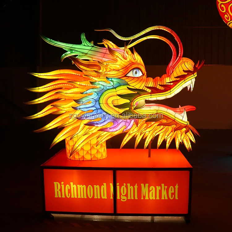 Large Glowing Lantern Sculptures Dragon Loong Head Chinese Lantern ...