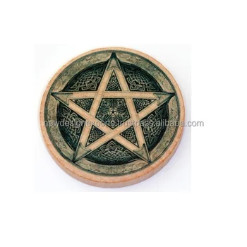 Altar Wooden Tile Gothic Pentagram Wooden Disc Beautifully Decorated ...