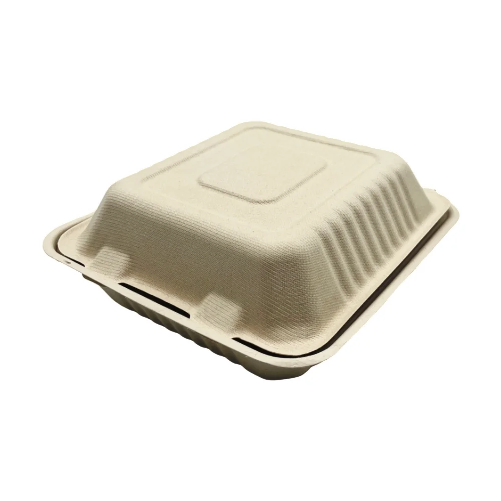 Bpi Sugarcane Fiber 100%compostable 8inch 3 Compartment Clamshell Pfas ...