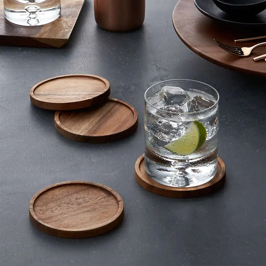 New Arrival High Quality Solid Wood Coaster Set for Cup Drinking
