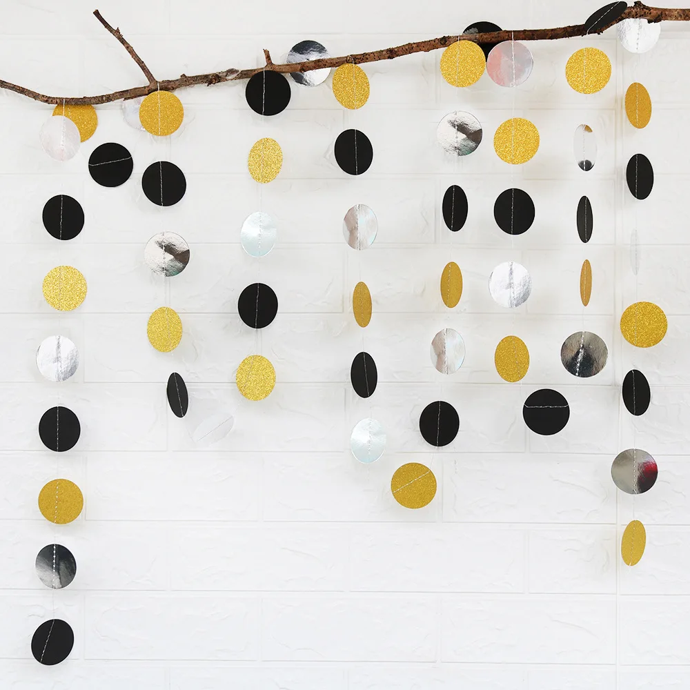 Glitter Rose Gold Circle Dots Garland Party Decorations Paperboard Box ...