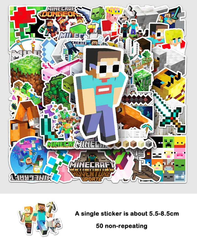 50Pcs My World Graffiti Stickers Cartoon Game Waterproof Sticker for ...