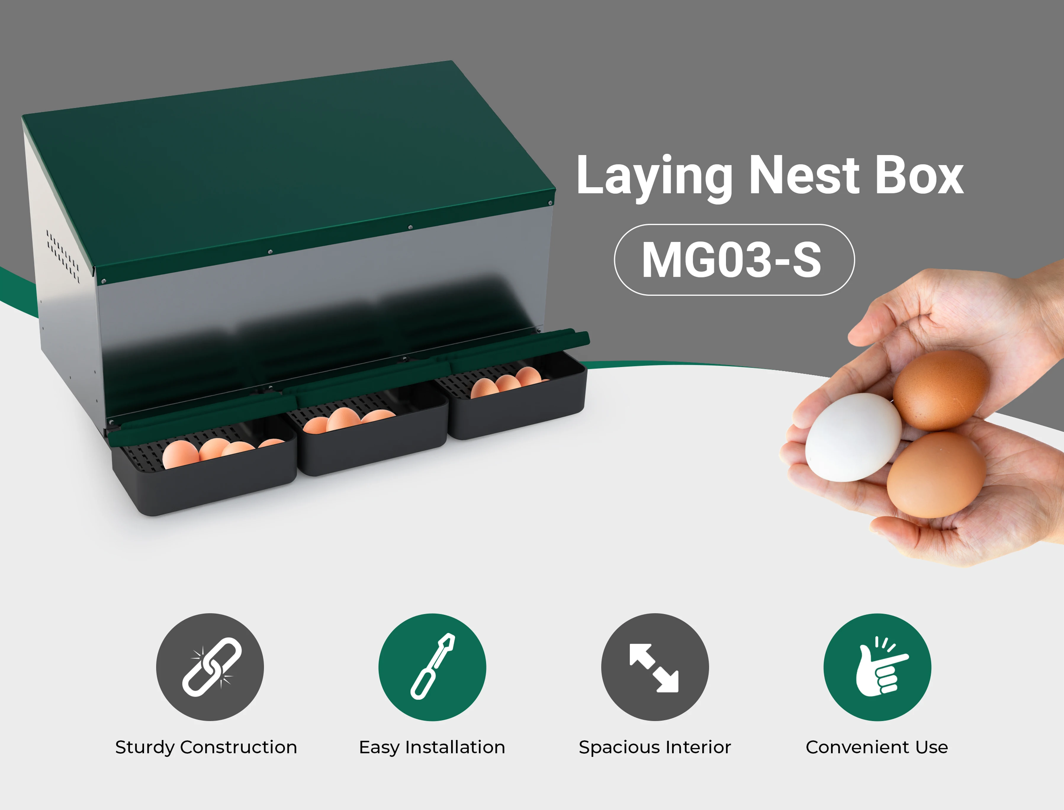 Elevated Egg Laying Comfort: Mg03-s Three-compartment Nest Box Solution ...