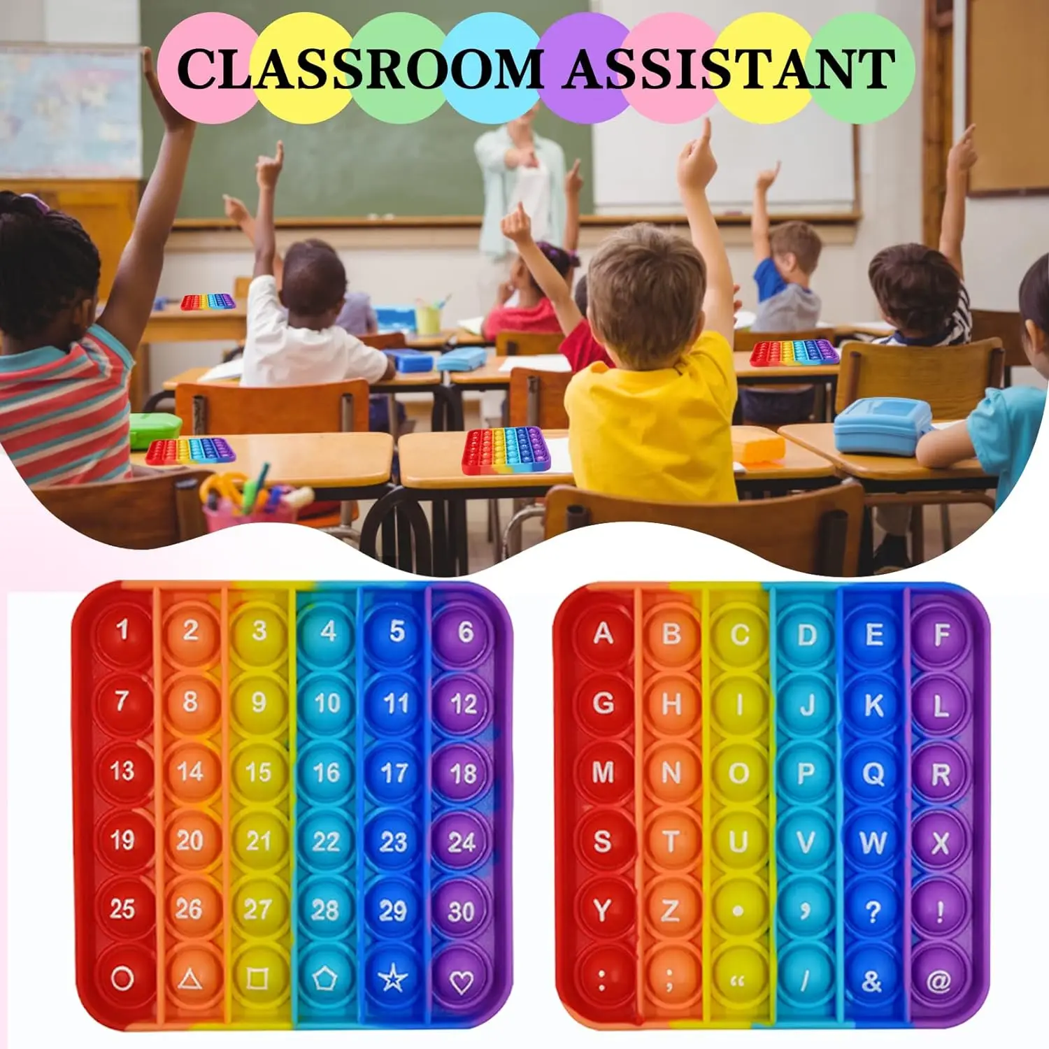 Alphabet Pop Rainbow Fidget Toy - Stress Relief & Fun