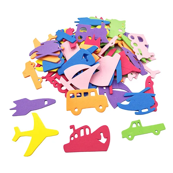 48 Pcs Transportation EVA Cut Craft Foam Shapes - Soft & Flexible
