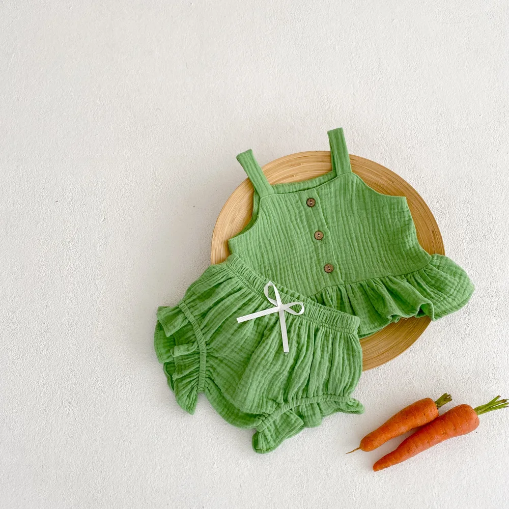 New Popular Style Toddler Girls Clothes Sets Ruffle Design Sleeveless ...