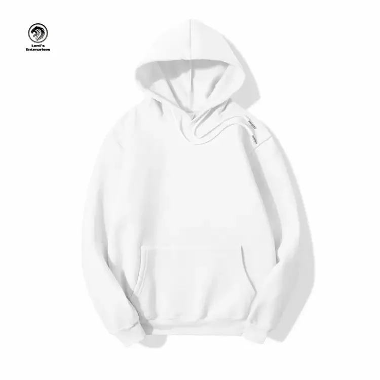 String Cordless Pocketless Hoodie For Men Blank French Terry Pullover ...