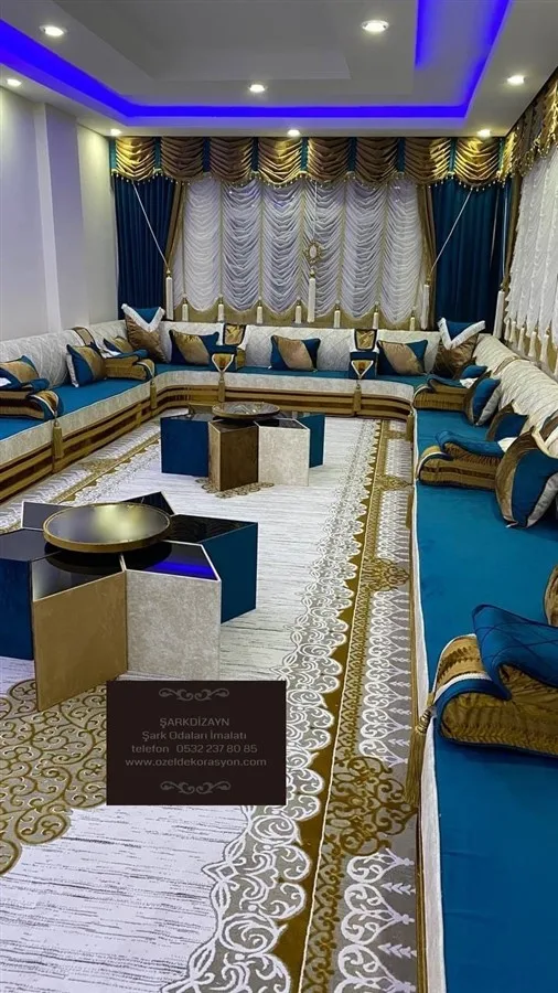 Oriental Floor Seating - Arabic Majlis Sofa & Ottoman Style