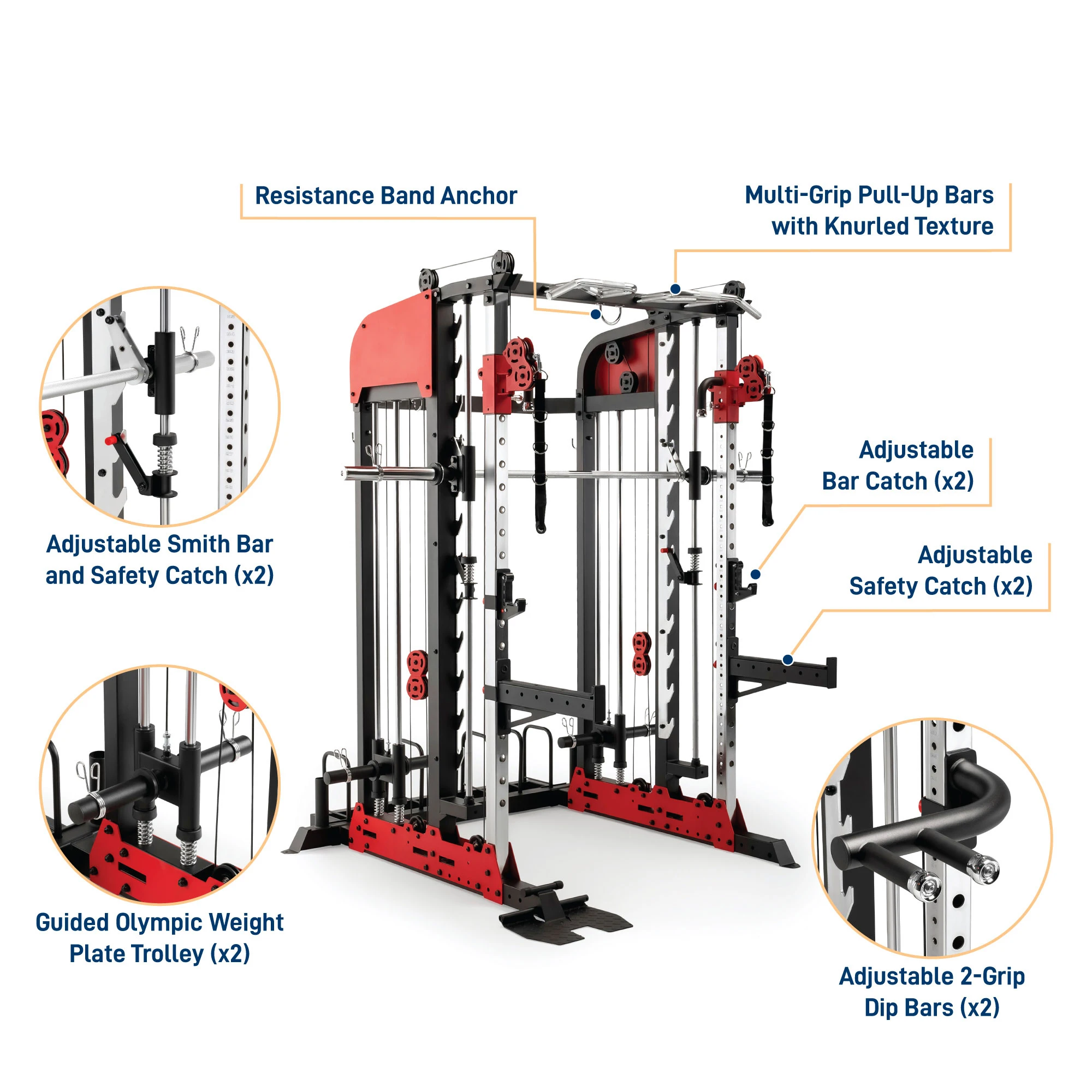 Commercial Use Multi Functional Trainer Smith Machine/ Cable Crossover ...
