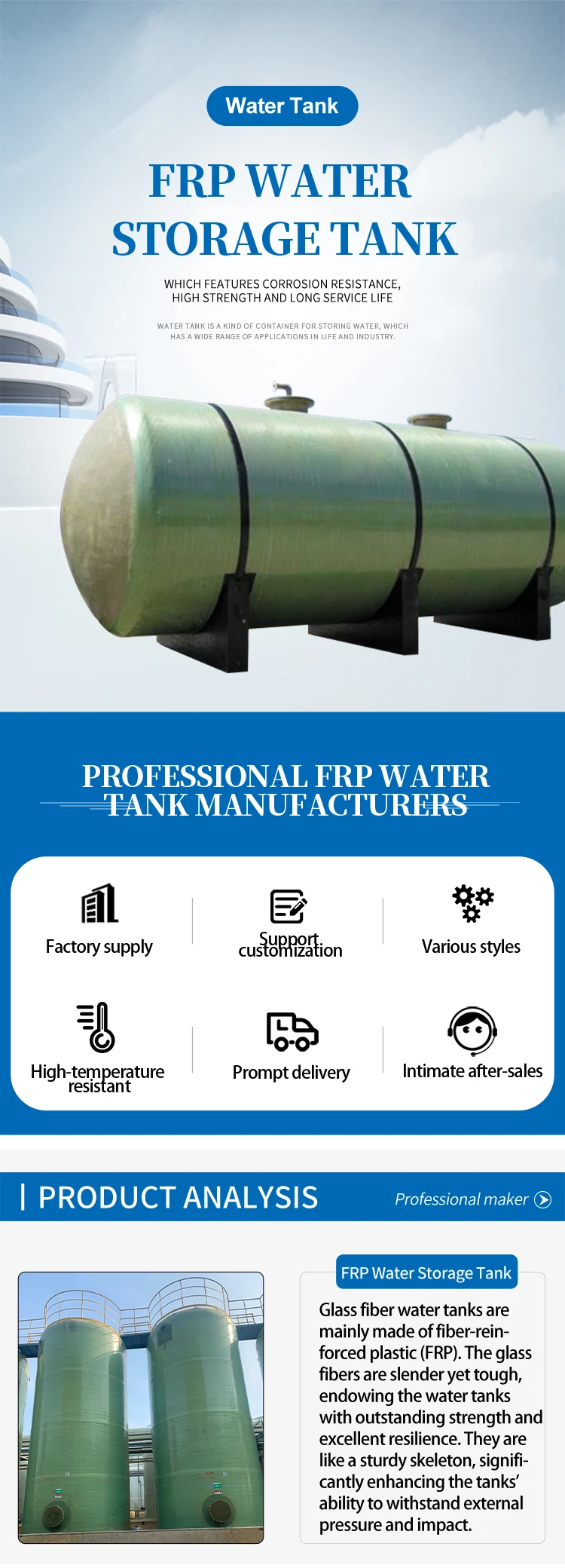 100m3fiberglass Tank - Reliable 30000L, 100000L, 400000L Storage