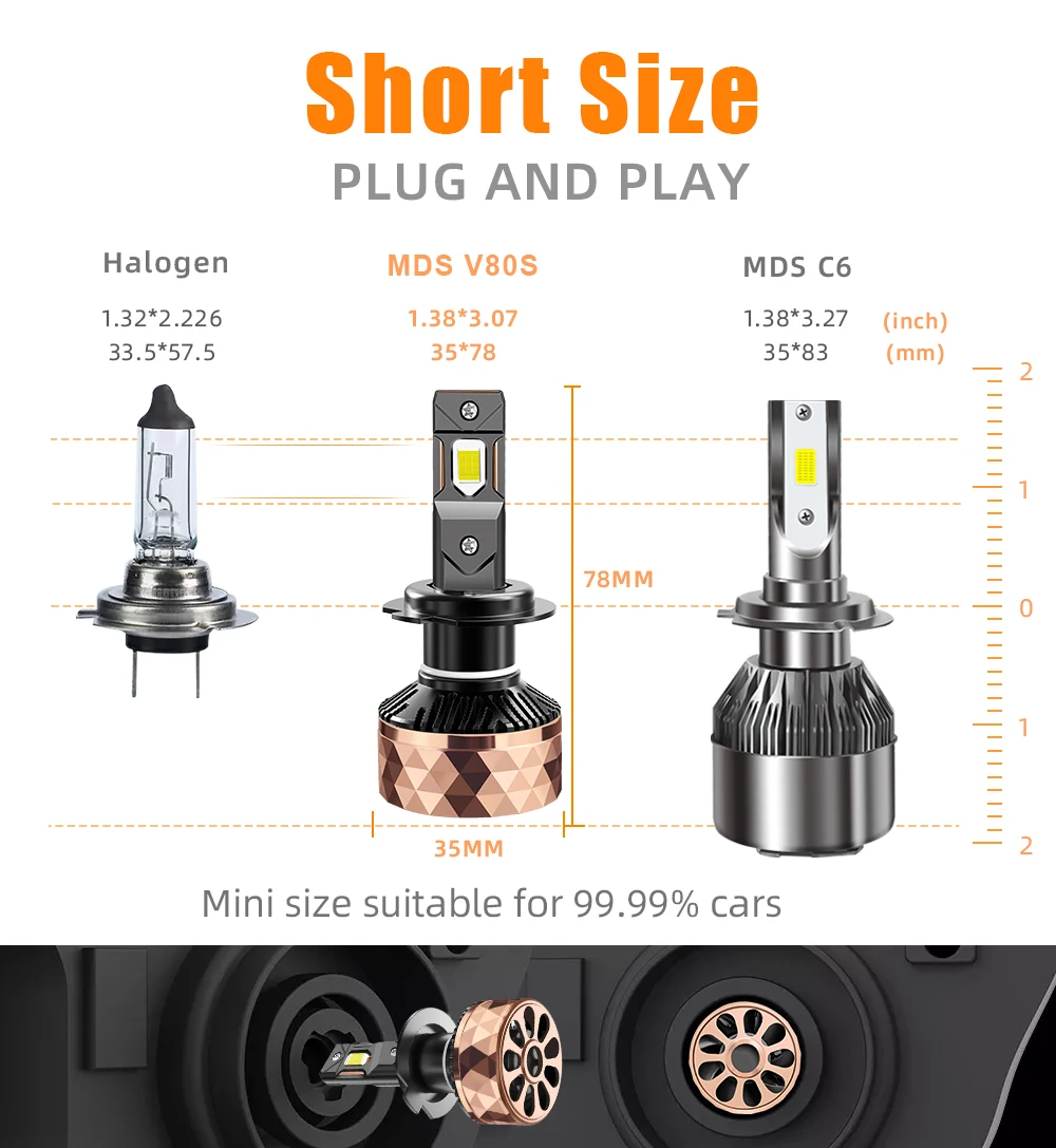 Ake V80s 200w Led H1 Headlight High Brightness 6000k High Low Beam Faro Led H4 Universal 12-24v ...