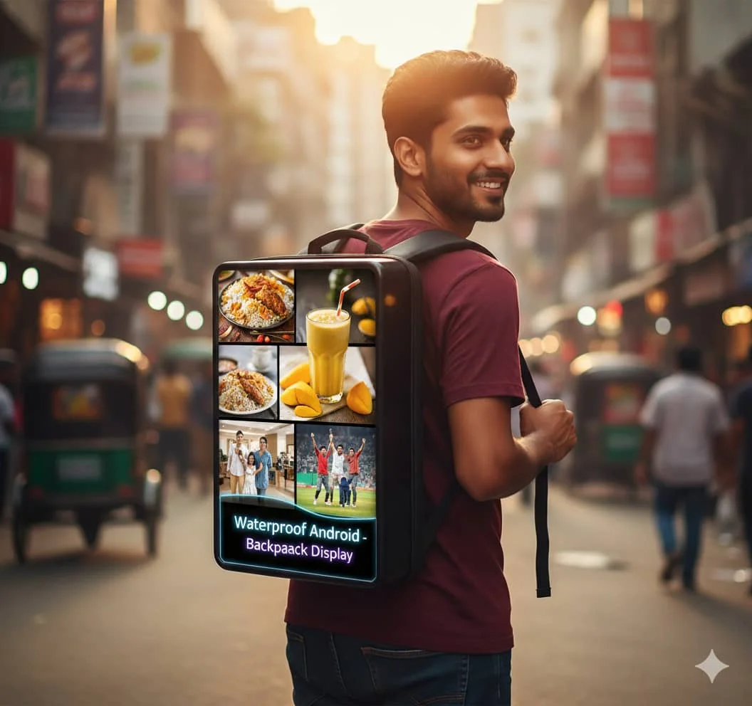 21.5inch Outdoor LCD Backpack - Waterproof & Android Powered