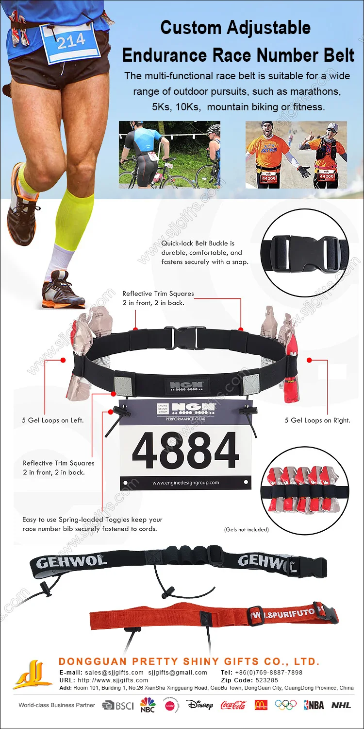 Custom Running Adjustable Endurance Race Number Belt With Elastic ...