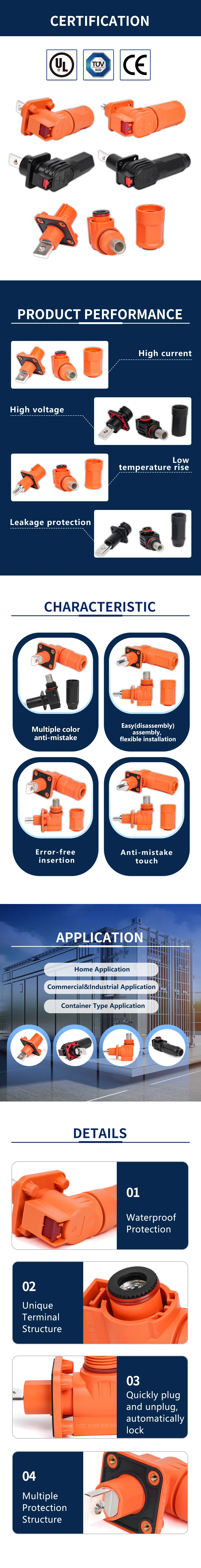 High Voltage Energy Storage Connector 300a 200a Ip67 Stackable ...