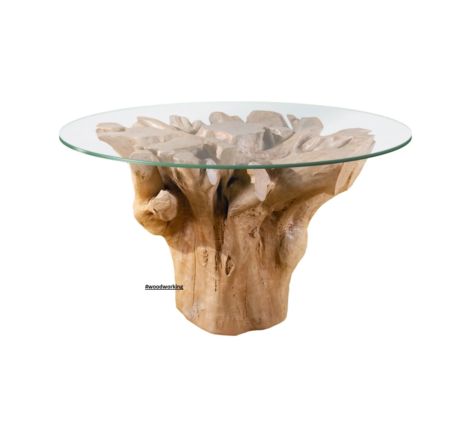 Glass Dining Table With Teak Root Base - Buy Teak Root Dining Table ...
