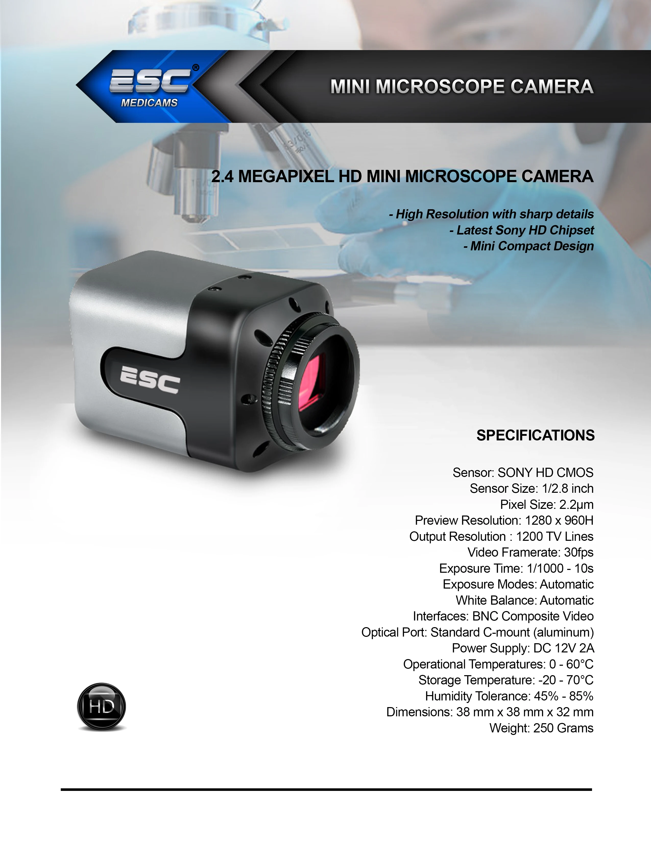 Microscope Beam Splitter with C-Mount CCD Camera for Ophthalmic Surgery