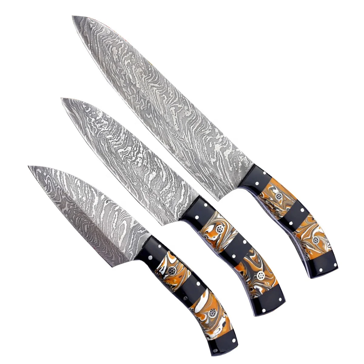 Custom Handmade 3 Pcs Set Best Seller Resin Handle Kitchen Knife ...