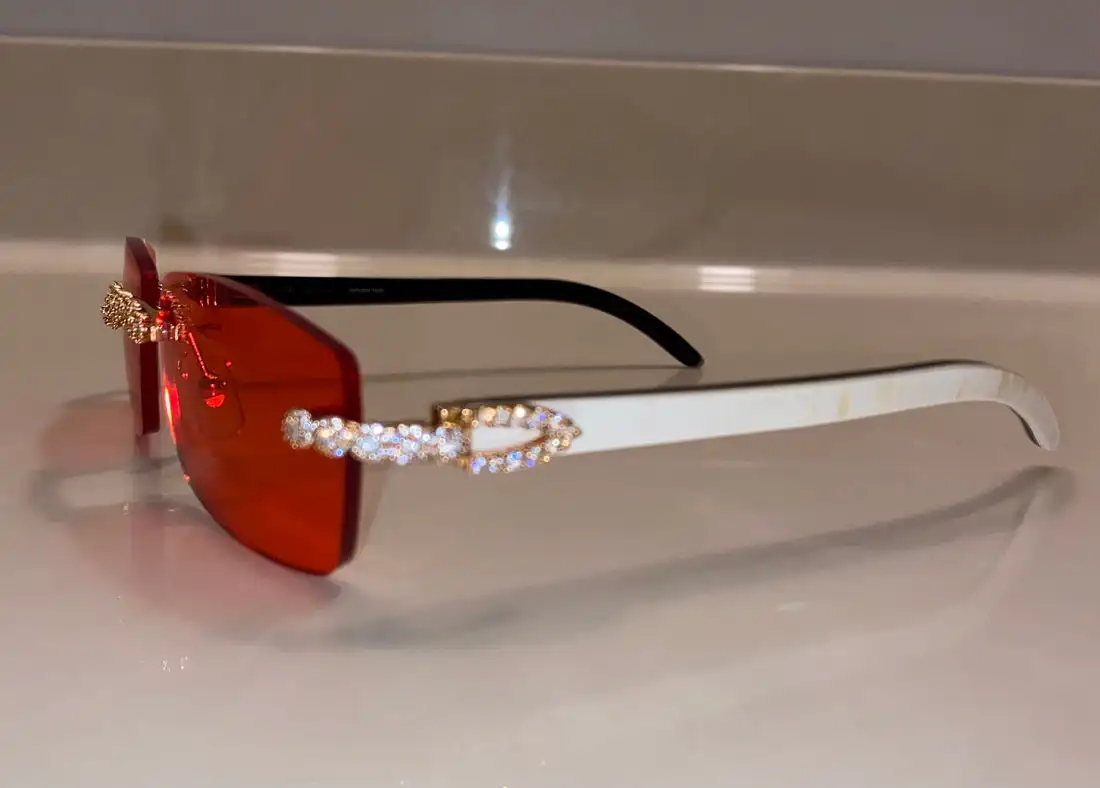 Iced Out Rimless Sunglasses Detroit Style Buffs Bussed Down Hip Hop ...