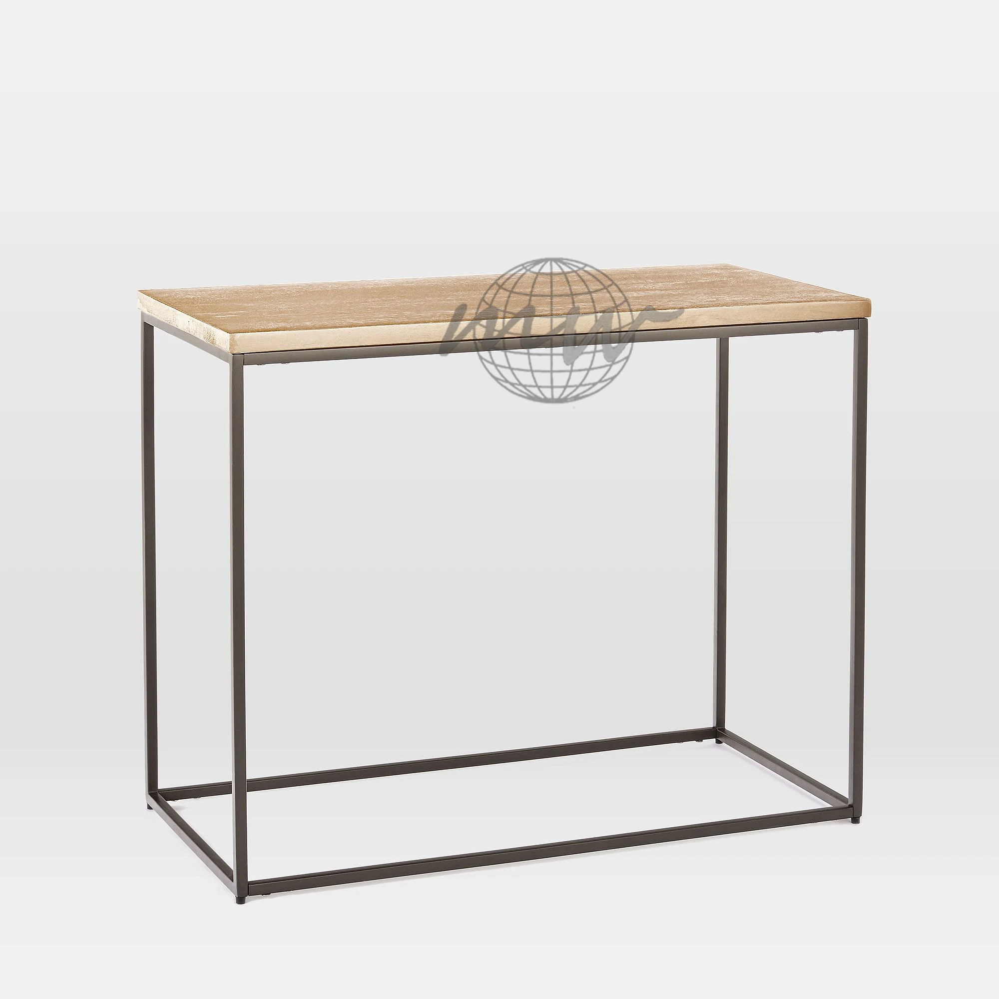 Wooden Modern Design Side Table Metal Base Wood Top Brown Powder ...