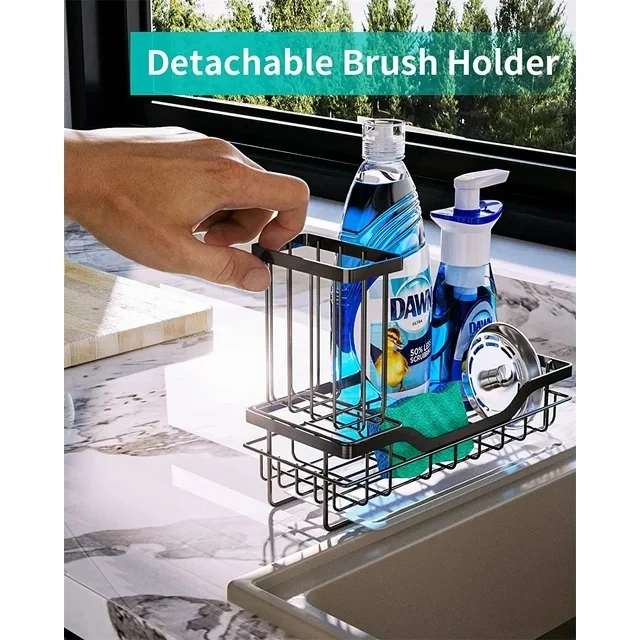Multifunctional Sink Caddy With Detachable Brush Holder,Kitchen Sink ...