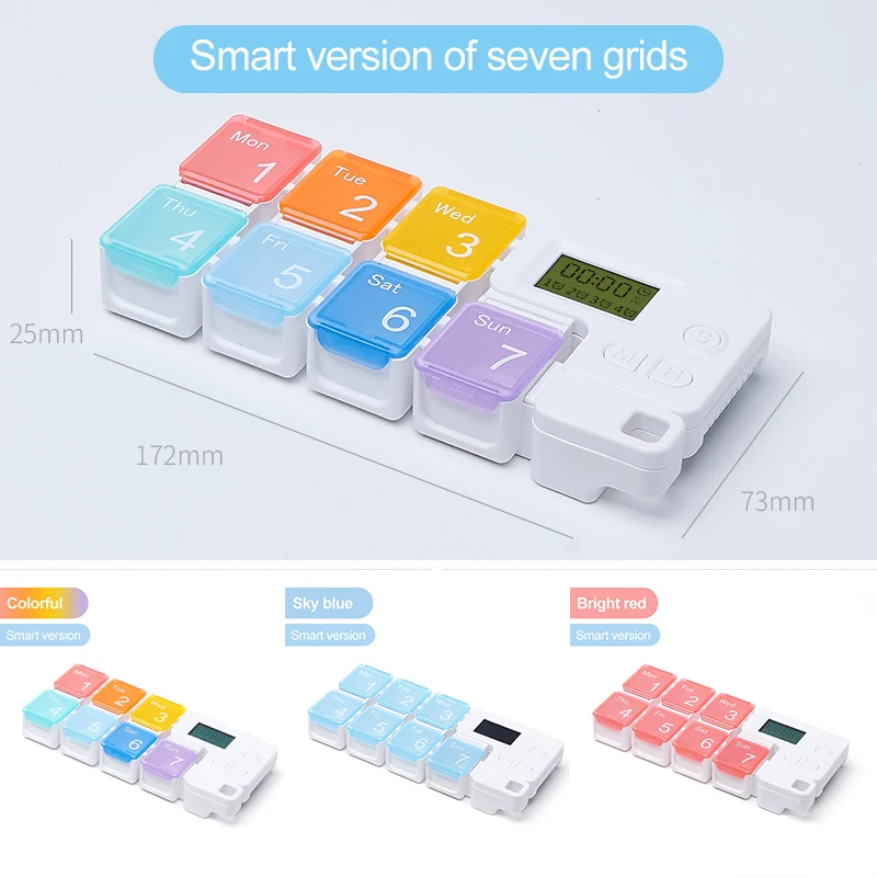 Smart Pill case 7 Day Medicine Box Colorful Pill Box With Automatic ...