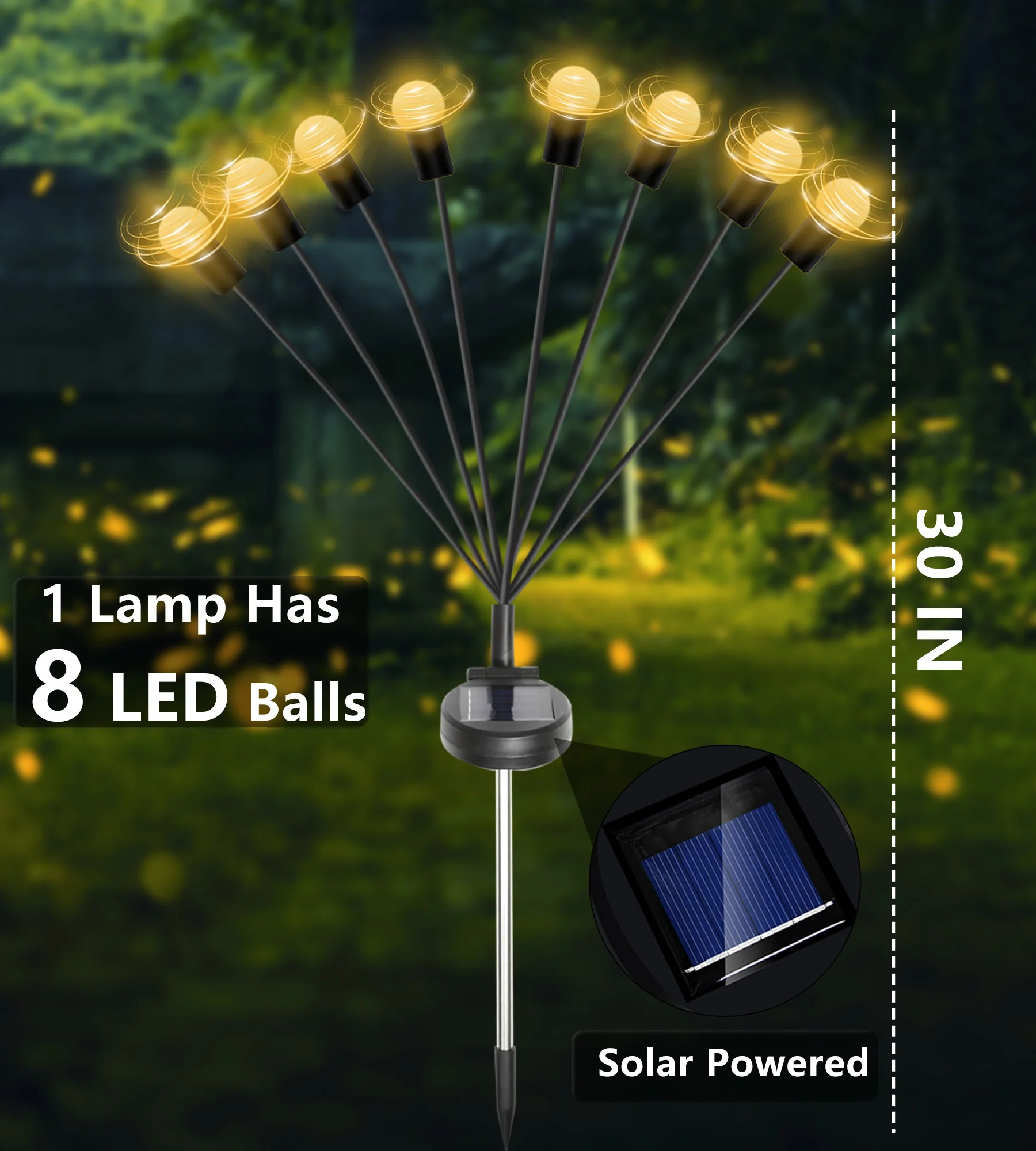 Powered Solar Path Landscape Pathway Firefly Lamp Garden Light ...