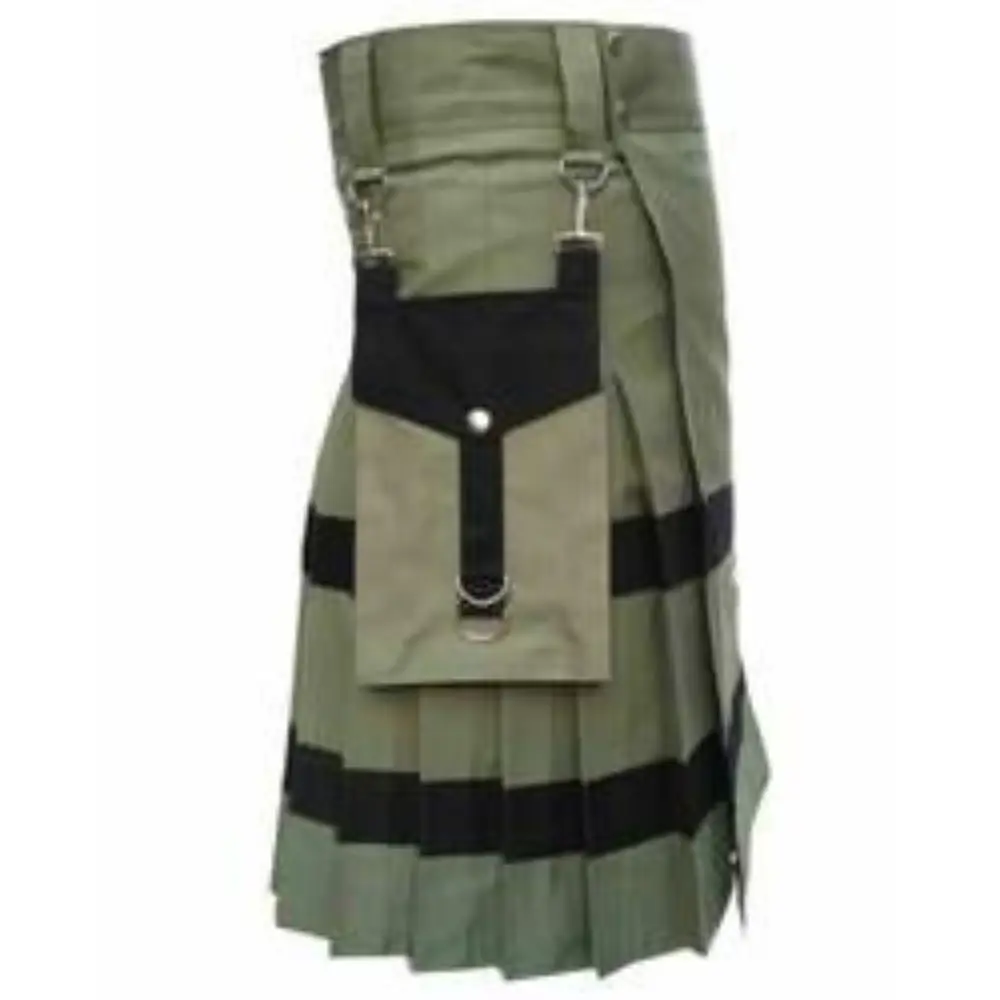 Best Quality Scottish Traditional Fashion Olive Green Utility Kilts For ...