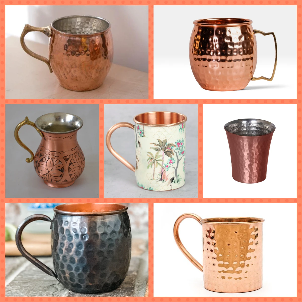 Luxury Traditional Engraved Copper Mug Large Ceramic Cup for Beer Wine ...