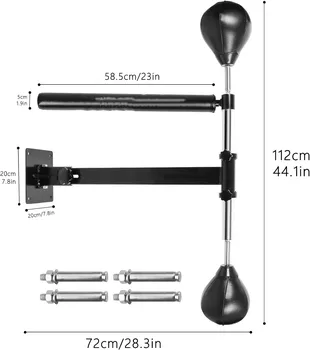 Jike Sports Boxing Spinning Bar Wall Mount Boxing Speed Traine Punching ...