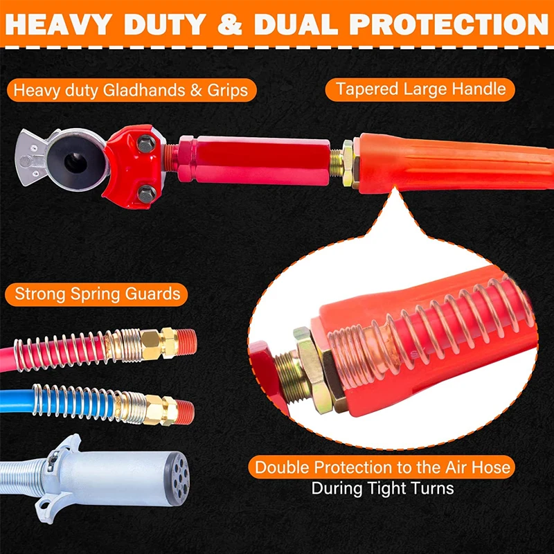New Design Bule and Red Air Hose 15 FT Spiral 3 in 1 for Truck Brake System