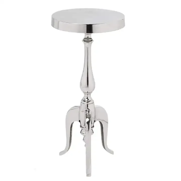 Tall Cast Aluminium Table in Chrome Finish - Modern Home Furniture