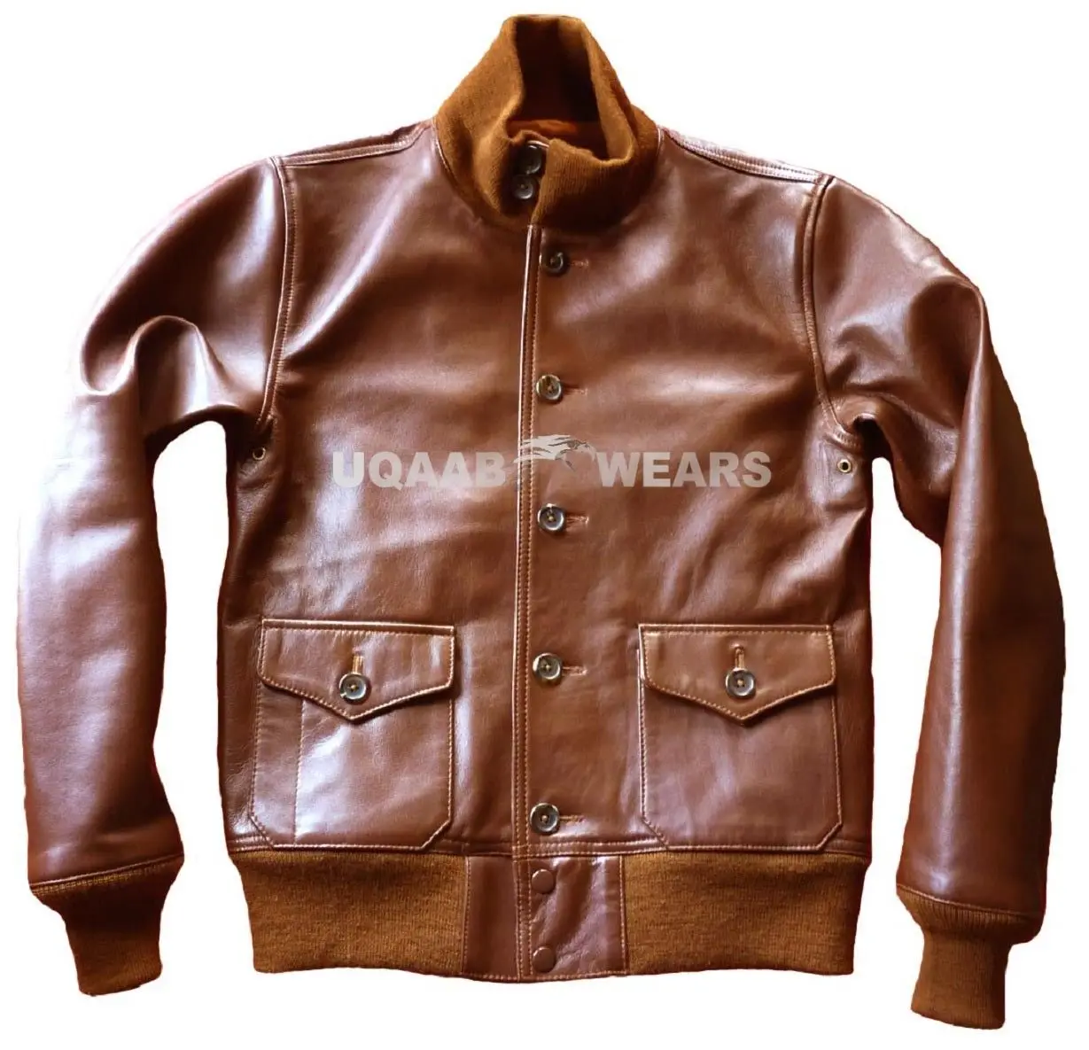 Mens Bomber Leather Jacket - AVIATOR A1 Flight WWII Genuine