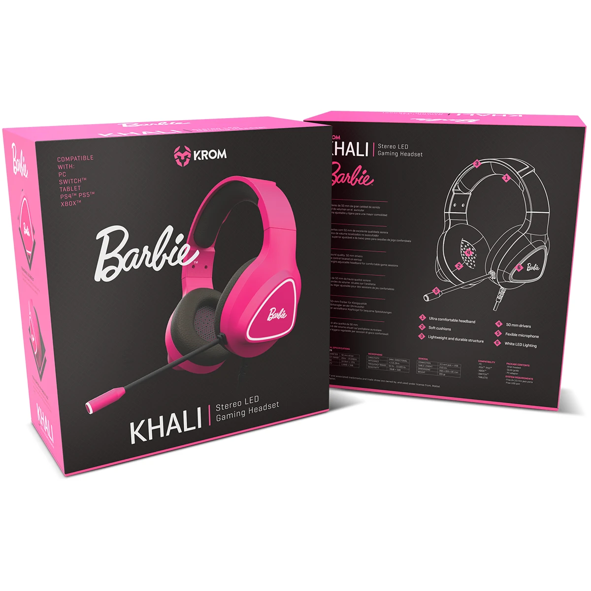 Fancy Barbie Design Official White Pink Rgb Gaming Headset For Gamers ...