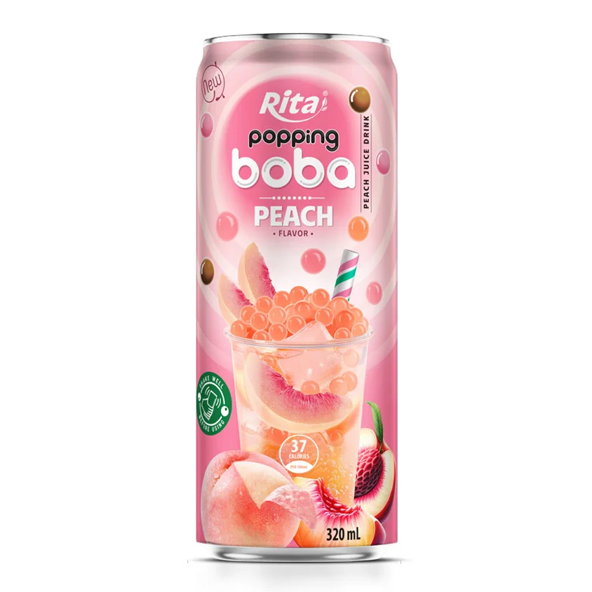 ISO/HACCP Certified Organic Peach Flavor Popping Boba 320ml Canned ...