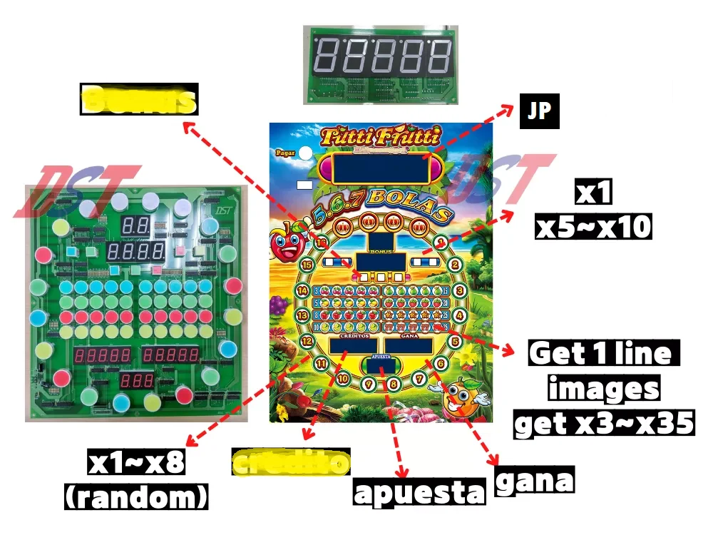 Taiwan Dst Pinball 7 Balls Coin Machines Tutti Frutti Maquinas De ...