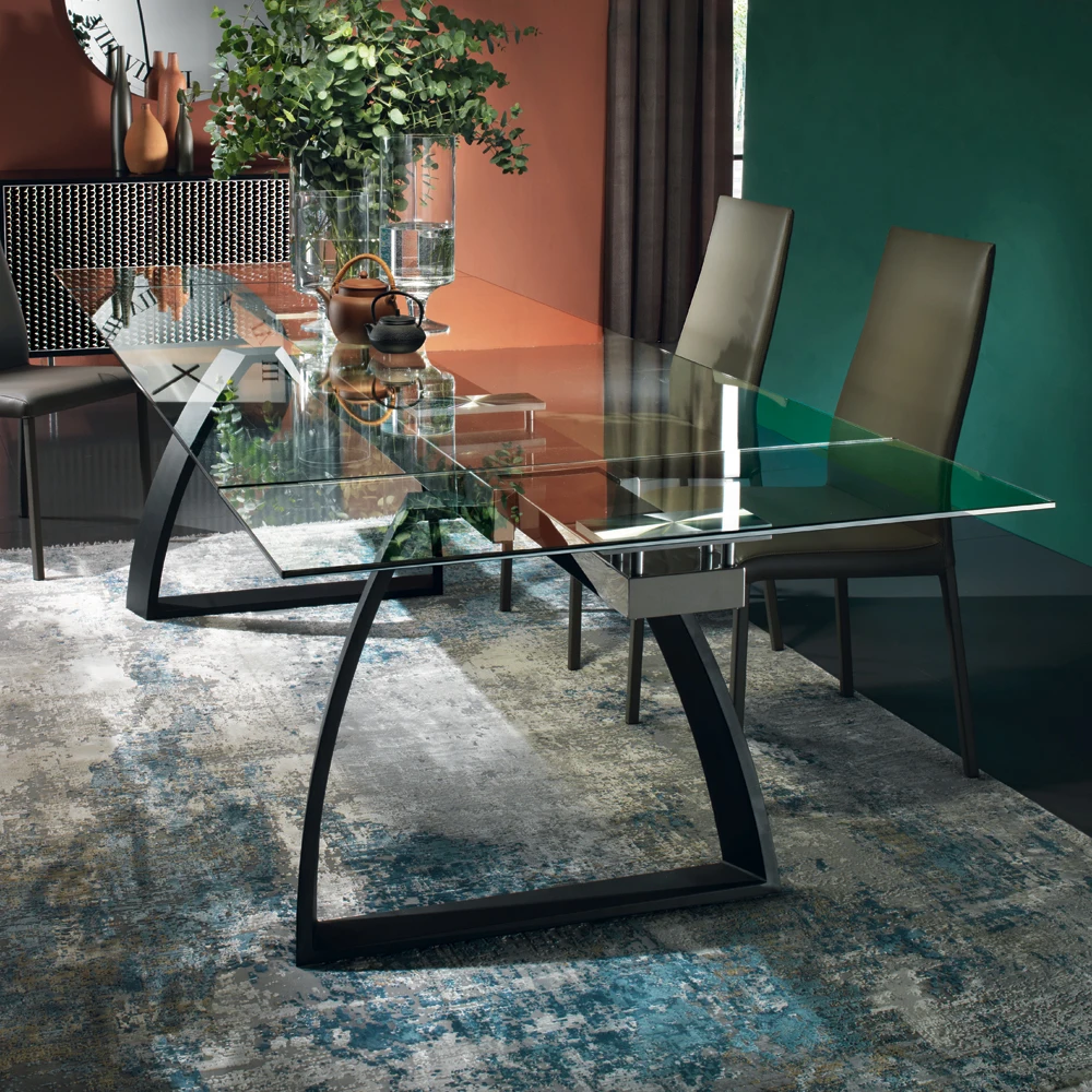 Made In Italy High Quality Dining Table With Extendable Glass Top For ...