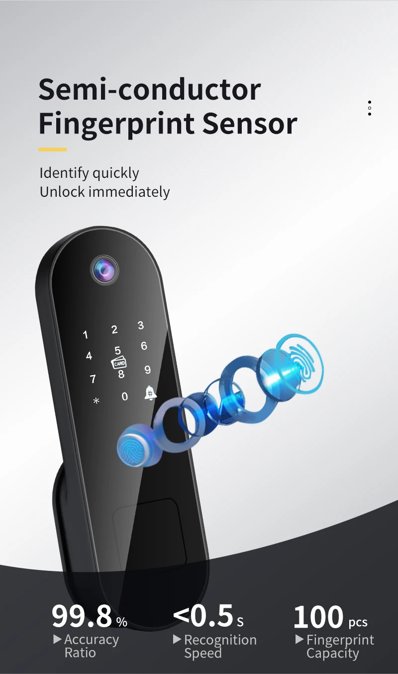 Double Sided Fingerprint Door Lock Intercom With Video Tuya Electric ...