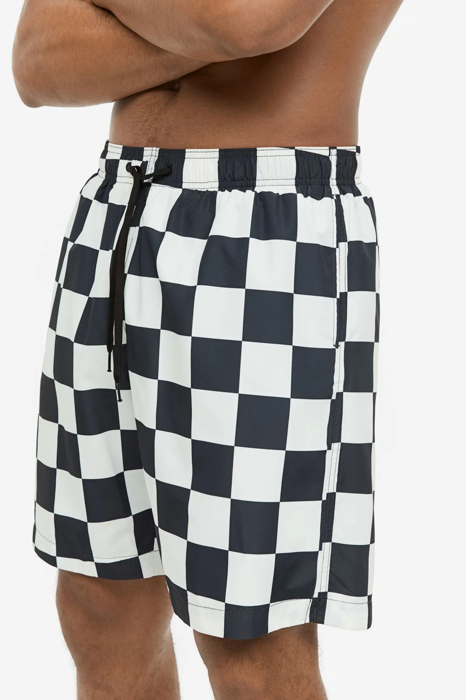 Men Split Hem Swimwear 100% Polyester Swim Shorts Slim Fit Swim Trunks ...