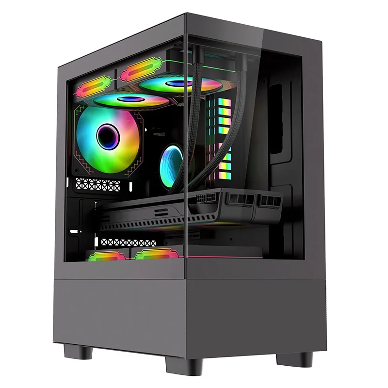 Mid Tower Full View Gaming Pc Case Full Tempered Glass Computer Case ...