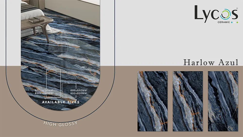 New Collection Harlow Azul Glazed Vitrified Tiles Indoor Floor Tiles ...