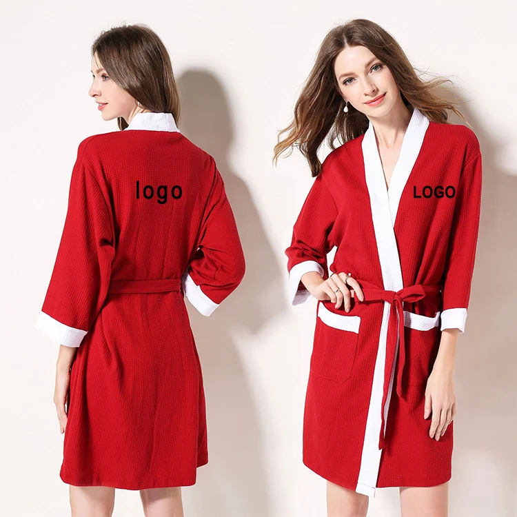Kimono Robes Hotel Spa Waffle Weave Waffle Cotton Bathrobe for Women ...