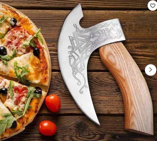 Handmade Viking Pizza Cutting Axe,Super Pizza Cutter Axe With Leather ...