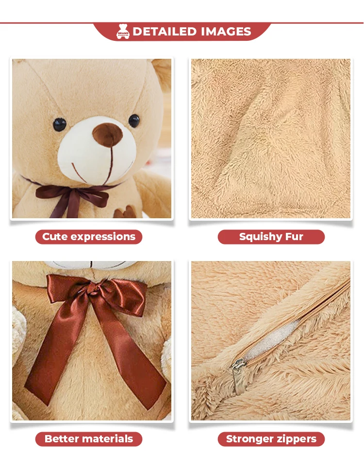 Niuniu Daddy Super Soft 100cm Giant Cute Ribbon Unstuffed Plush Toy Doll Teddy Bear With Bow ...